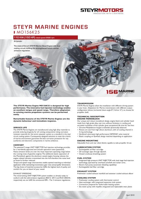 STEYR MARINE ENGINES - Home - Steyr Motors