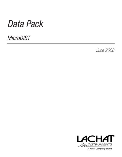 MICRO DIST Data Pack - Lachat Instruments
