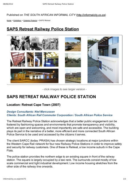 SAPS Retreat Railway Police Station - THE SOUTH AFRICAN ...