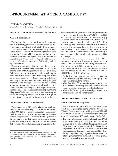 e-Procurement at Work: A Case Study