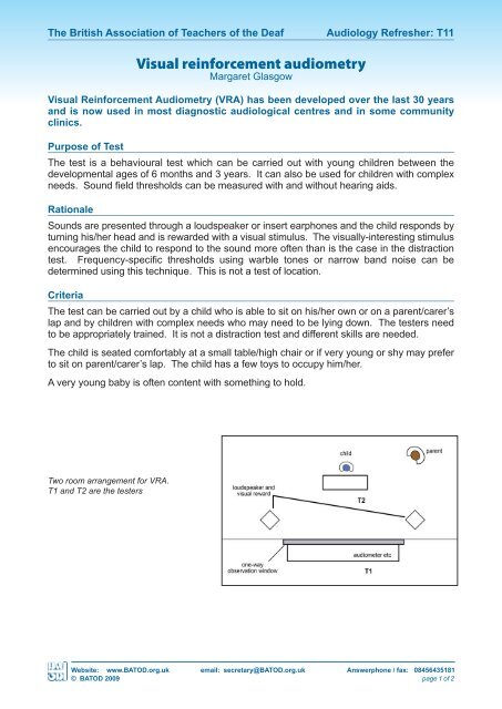 Visual reinforcement audiometry - batod