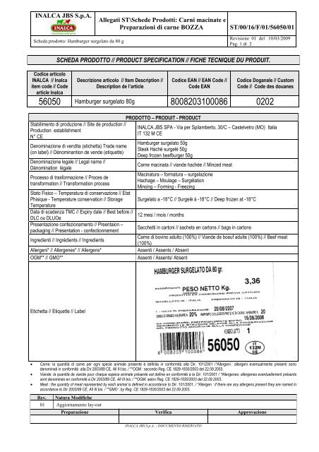 56050_Hamburger surgelato 80g - Inalca