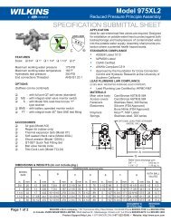 1" Pressure Reducing Valve Specification Sheet - Global Industrial ...