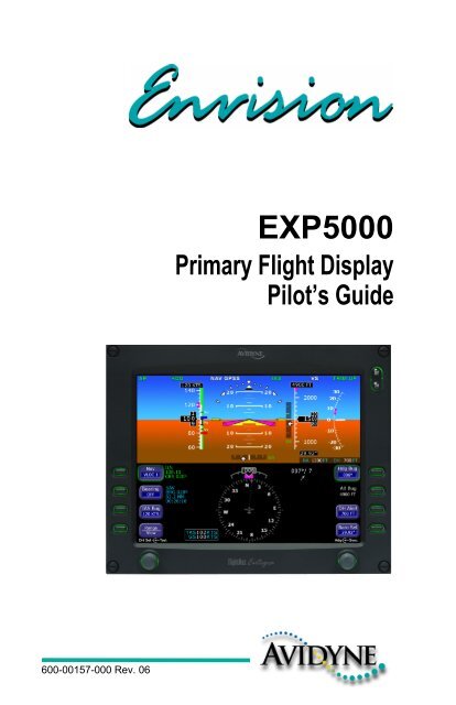 Envision EXP5000 Primary Flight Display Pilot's Guide - Avidyne