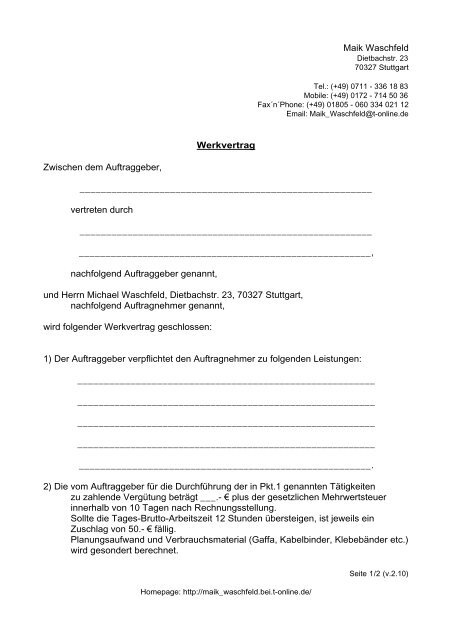 Werkvertrag v.2.10 - Maik-Waschfeld.de