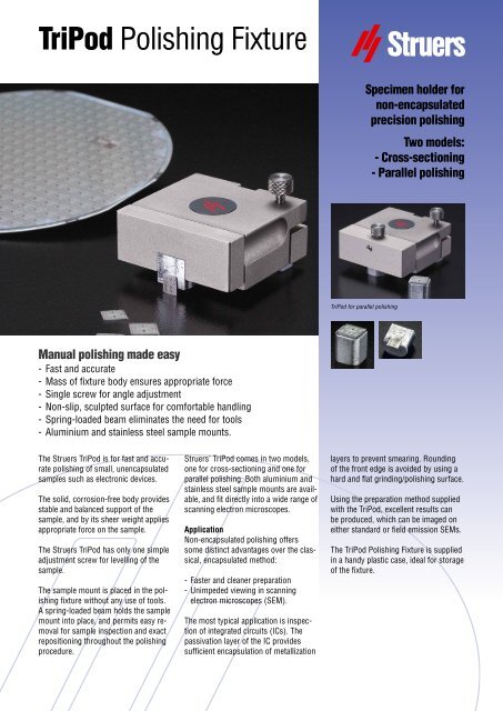 Tripod Polishing Fixture - Struers