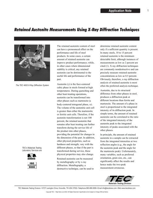 Retained Austenite Measurements Using X-Ray ... - Hanmicorp.net