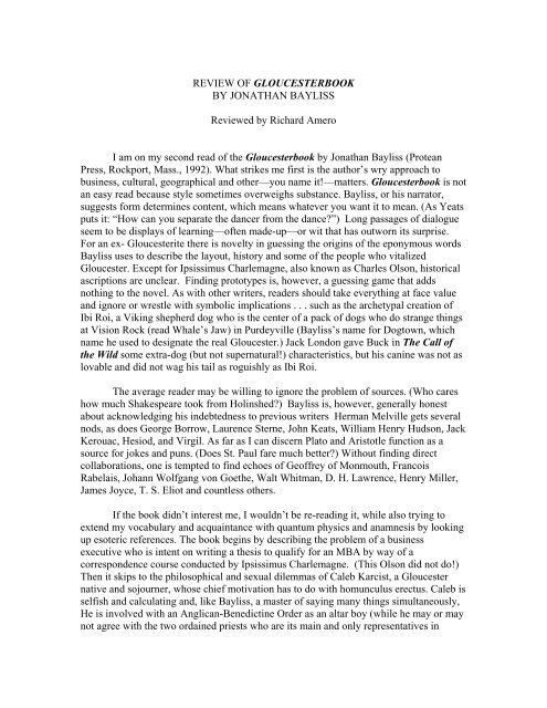 Review of Gloucesterbook by Jonathan Bayliss - Balboa Park History