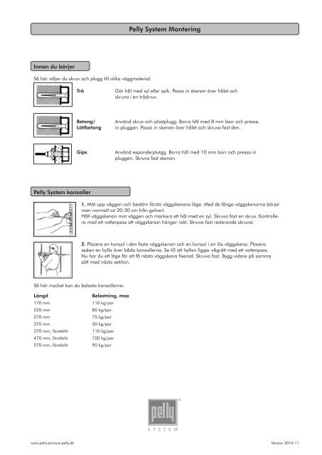 Monteringsanvisning Pelly System skruvar_SE_2010 ... - Bygghemma