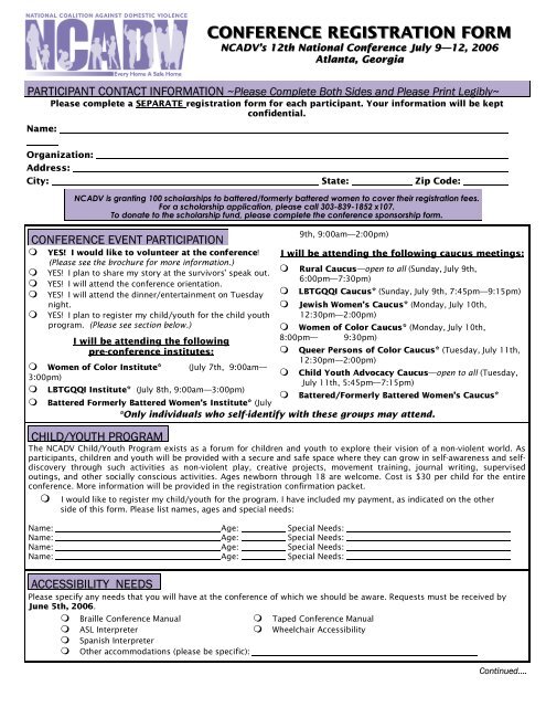 CONFERENCE REGISTRATION FORM