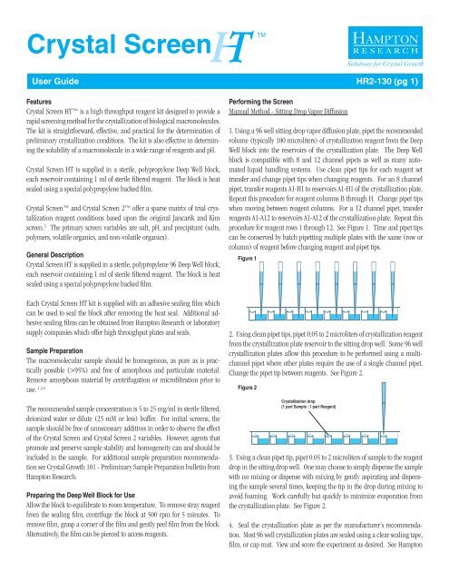 Crystal Screen HT User Guide - Hampton Research
