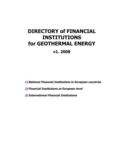 Directory of Financial institutions v1 - EGEC