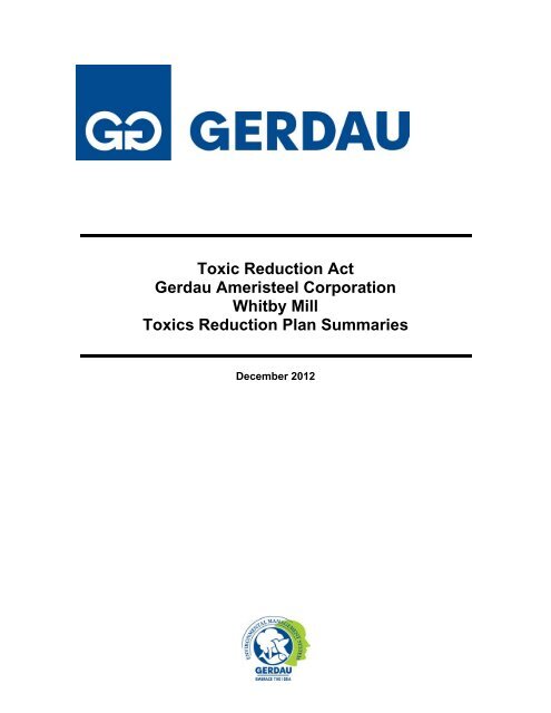 Whitby Toxic Reduction Plan Summary - Gerdau Ameristeel