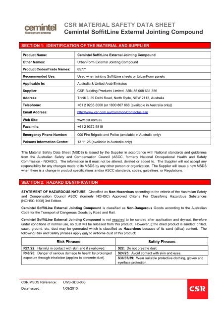 CEMINTEL SoffitLine External Jointing Compound - CSR