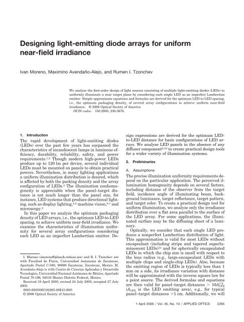 Designing light-emitting diode arrays for uniform near-field irradiance