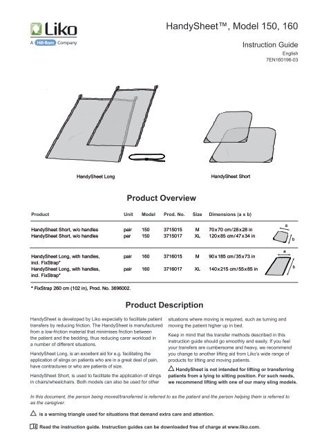 HandySheetâ ¢, Model 150, 160 - Liko