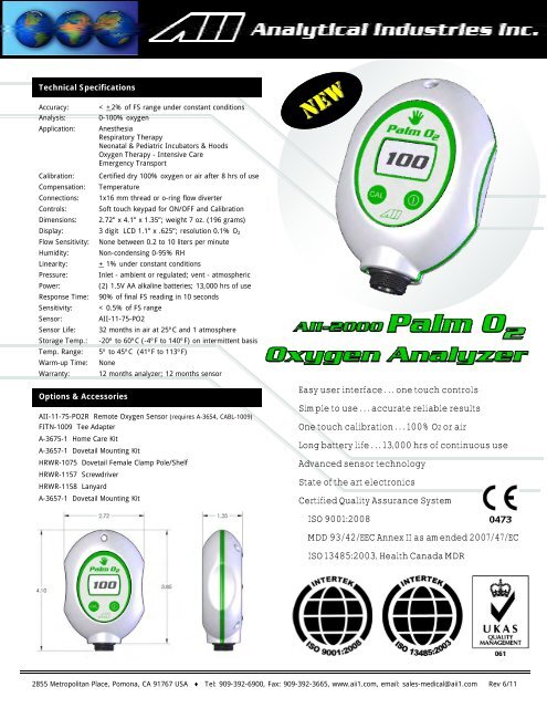AII-2000 Palm O2 Oxygen Analyzer.