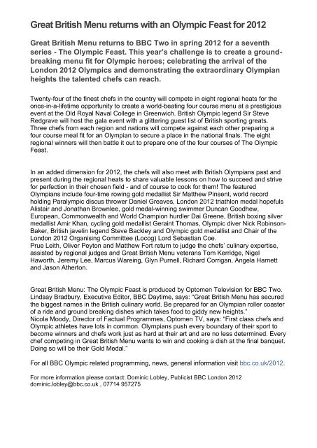 Great British Menu returns - Old Royal Naval College