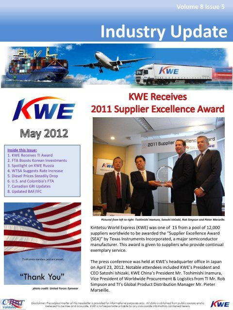 2012 May - KWE Industry Update - Kintetsu World Express (USA), Inc.