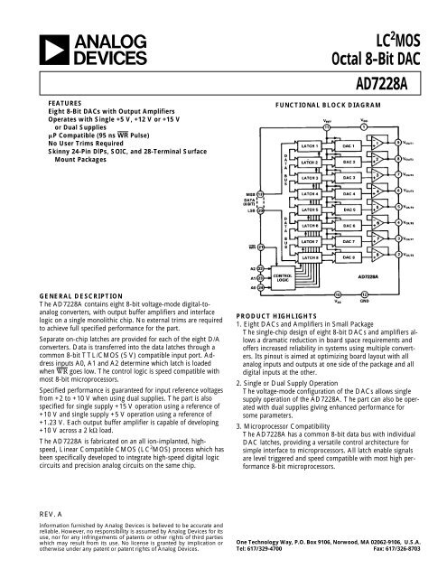 Octal, 8-Bit Voltage Out DAC Data Sheet - Analog Devices