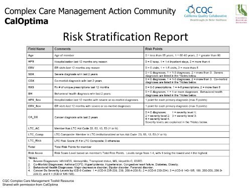 Risk Stratification Report