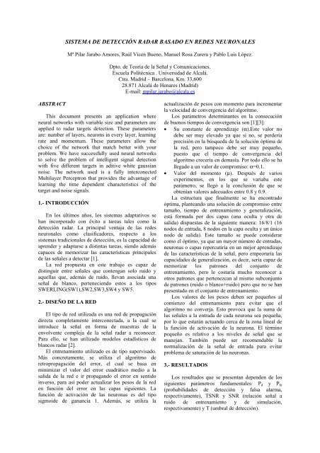 sistema de detecciÃ³n radar basado en redes neuronales