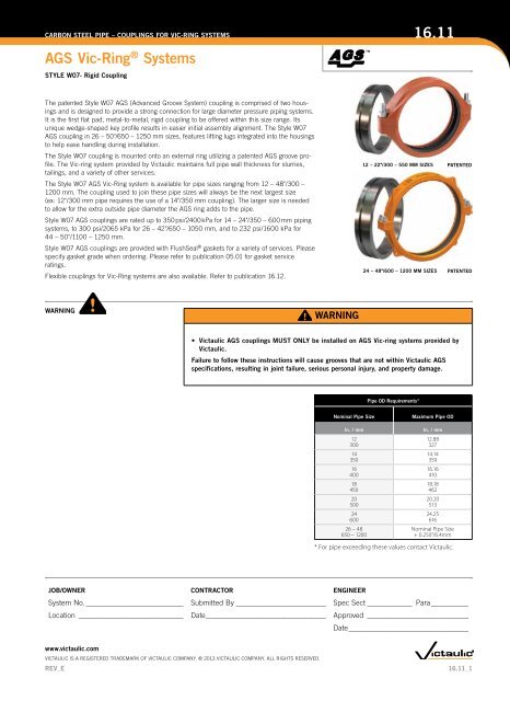 AGS Vic-Ring® Systems 16.11 - Victaulic