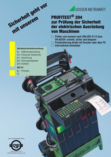 Prospekt Maschinentester PROFITEST 204
