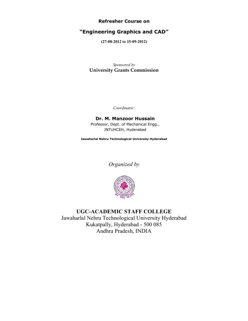 Organized by UGC-ACADEMIC STAFF COLLEGE Jawaharlal Nehru ...