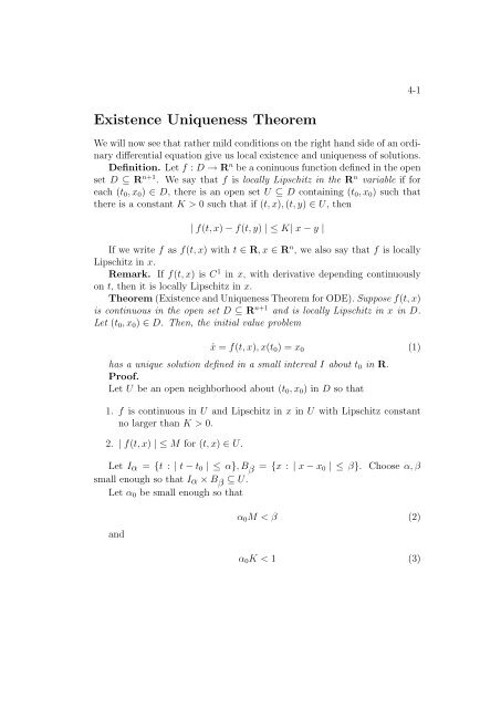 Existence Uniqueness Theorem