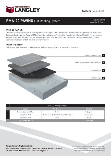PMA-20 PAVING Flat Roofing System - Barbour Product Search