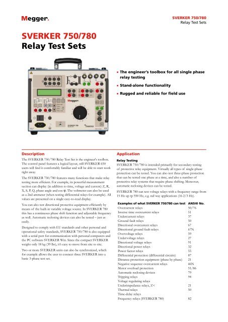 SVERKER 750/780 Relay Test Sets - MaxiCont