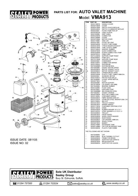 PARTS LIST FOR: AUTO VALET MACHINE - CCW-Tools