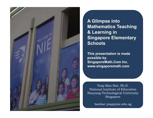 A Glimpse into A Glimpse into Mathematics Teaching & Learning in ...