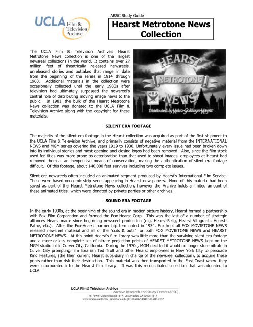 Hearst Metrotone News Collection - UCLA Film & Television Archive