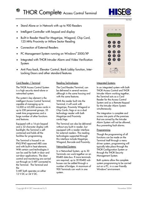 THOR Complete Access Control Terminal - Smiths Technical Systems