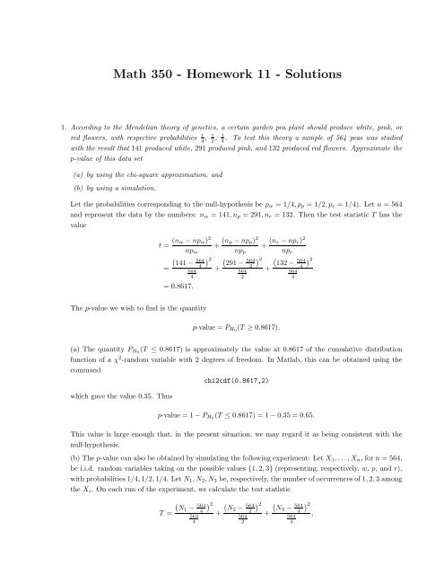 Math 350 - Homework 11 - Solutions
