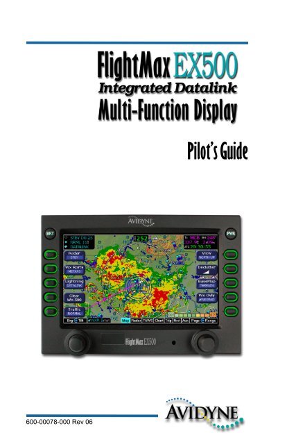 EX500 MFD Pilot's Guide - Avidyne