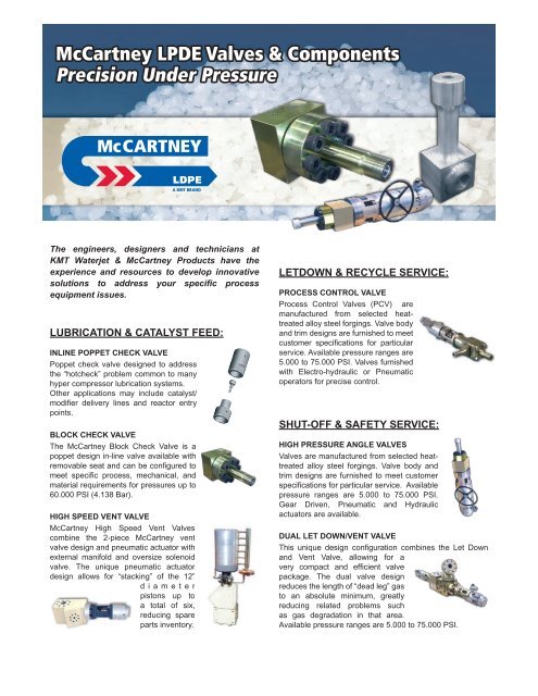 McCartney LPDE Valves & Components Precision ... - KMT McCartney