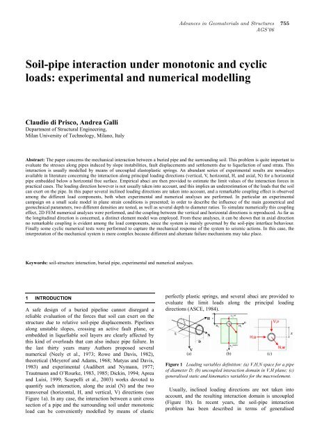 Soil-pipe interaction under monotonic and cyclic loads: experimental ...