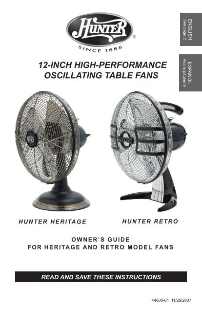 12-inch high-performance oscillating table fans - Casablanca Fan