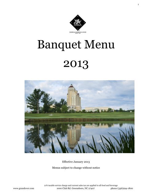 Banquet Menu 2013 - Grandover Resort and Conference Center