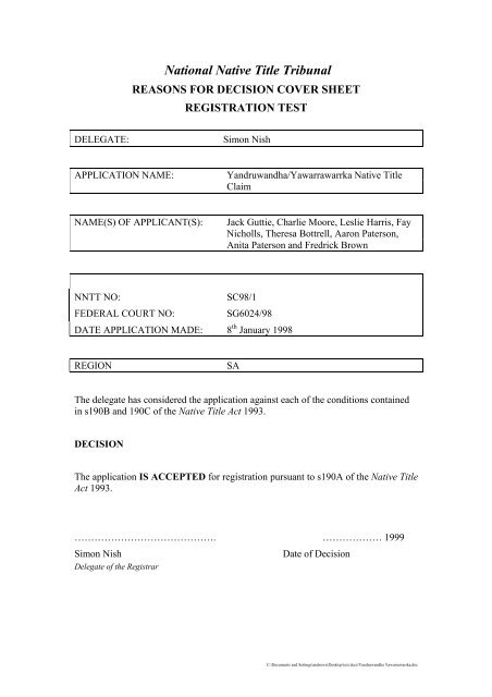 National Native Title Tribunal