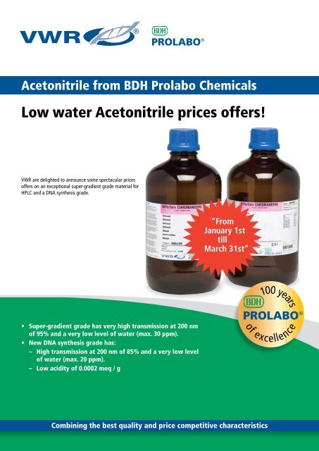 Low water Acetonitrile prices offers! - VWR-International GmbH