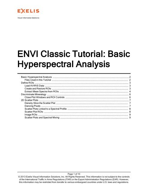 ENVI Classic Basic Hyperspectral Analysis