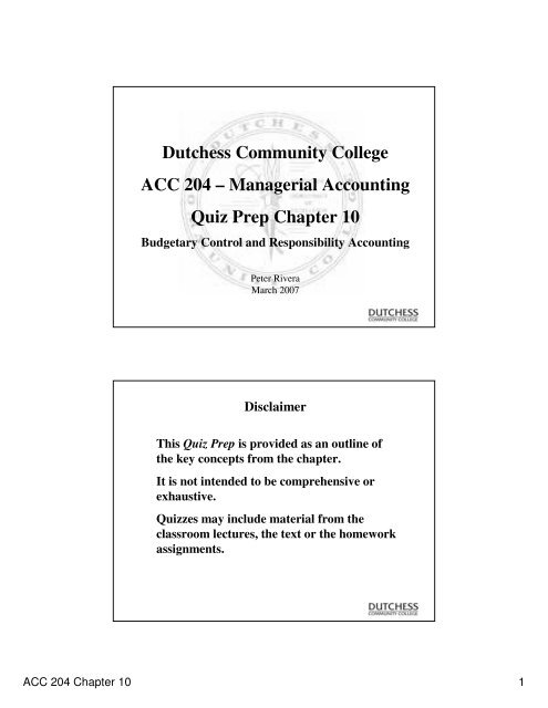 ACC 204 Chapter 10 PPT Handout (PDF) - Dutchess Community ...