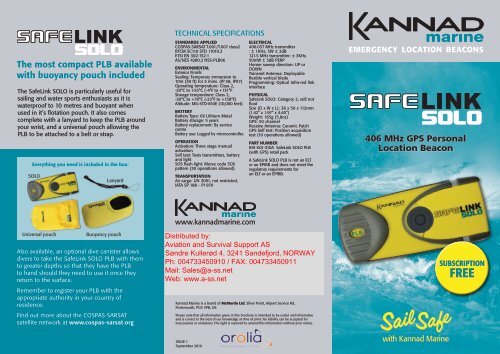 SafeLink SOLO PLB - Aviation and Survival Support