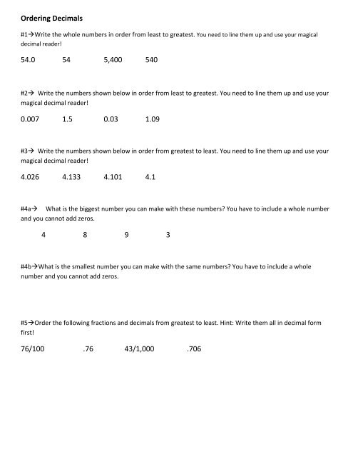 Class Decimal Practice Problems And Answer Keys Class Decimal Practice Problems And Answer Keys