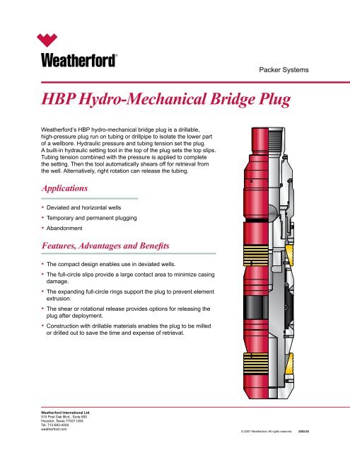 HBP Hydro-Mechanical Bridge Plug - Weatherford International