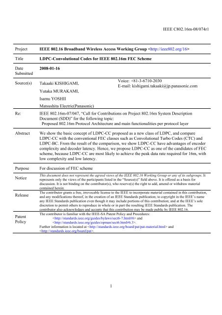 LDPC-Convolutional Codes for IEEE 802.16m FEC Scheme
